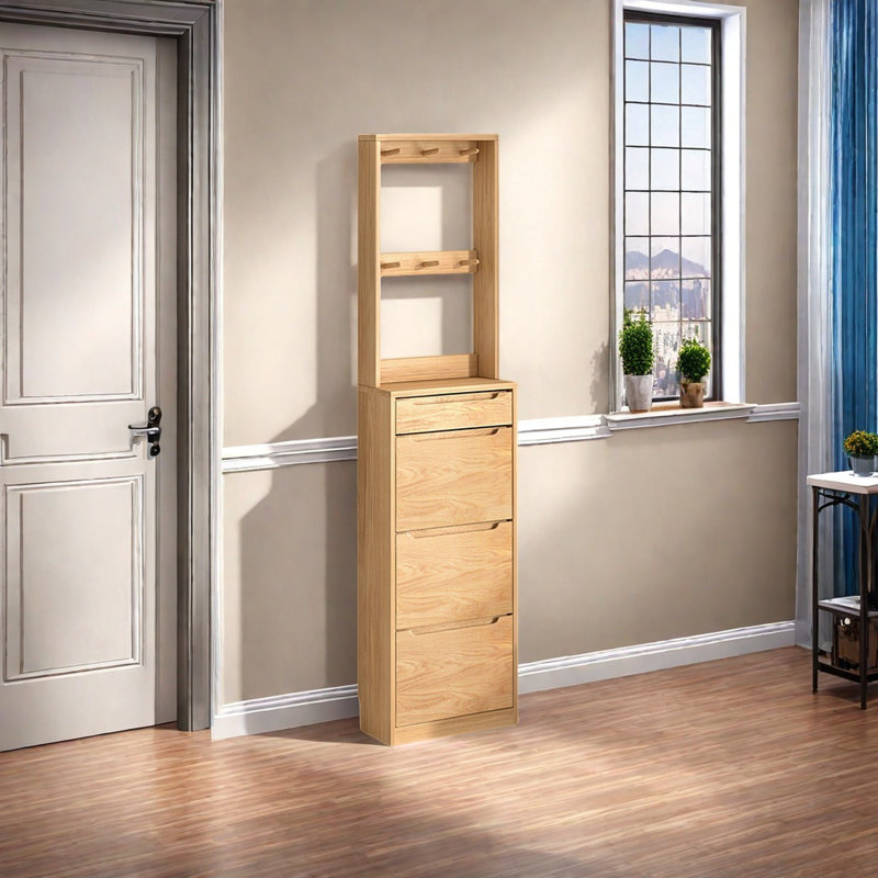 Elegant Home Furnishings.s Solid Oak Entryway Coat Rack & Shoe Cabinet | Wayfair